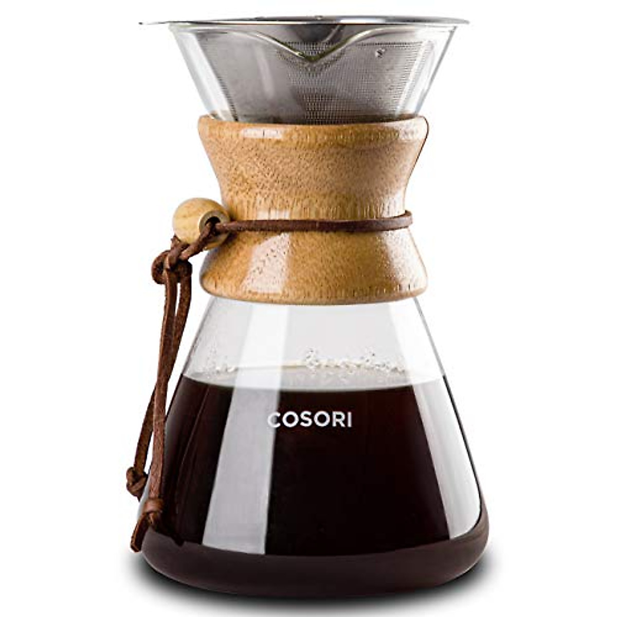 COSORI Electric Gooseneck Kettle with 5 Variable Presets, Pour Over Coffee Maker with 8 Cup Glass Coffee Pot&Coffee Brewer with Stainless Steel Filter