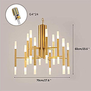 BOKT Modern Gold LED Sputnik Chandelier Mid Century Brushed Brass 24-Lights Round Chandelier Pendant Light Kitchen Island Vintage Industrial Flush Mount Ceiling Light Fixture