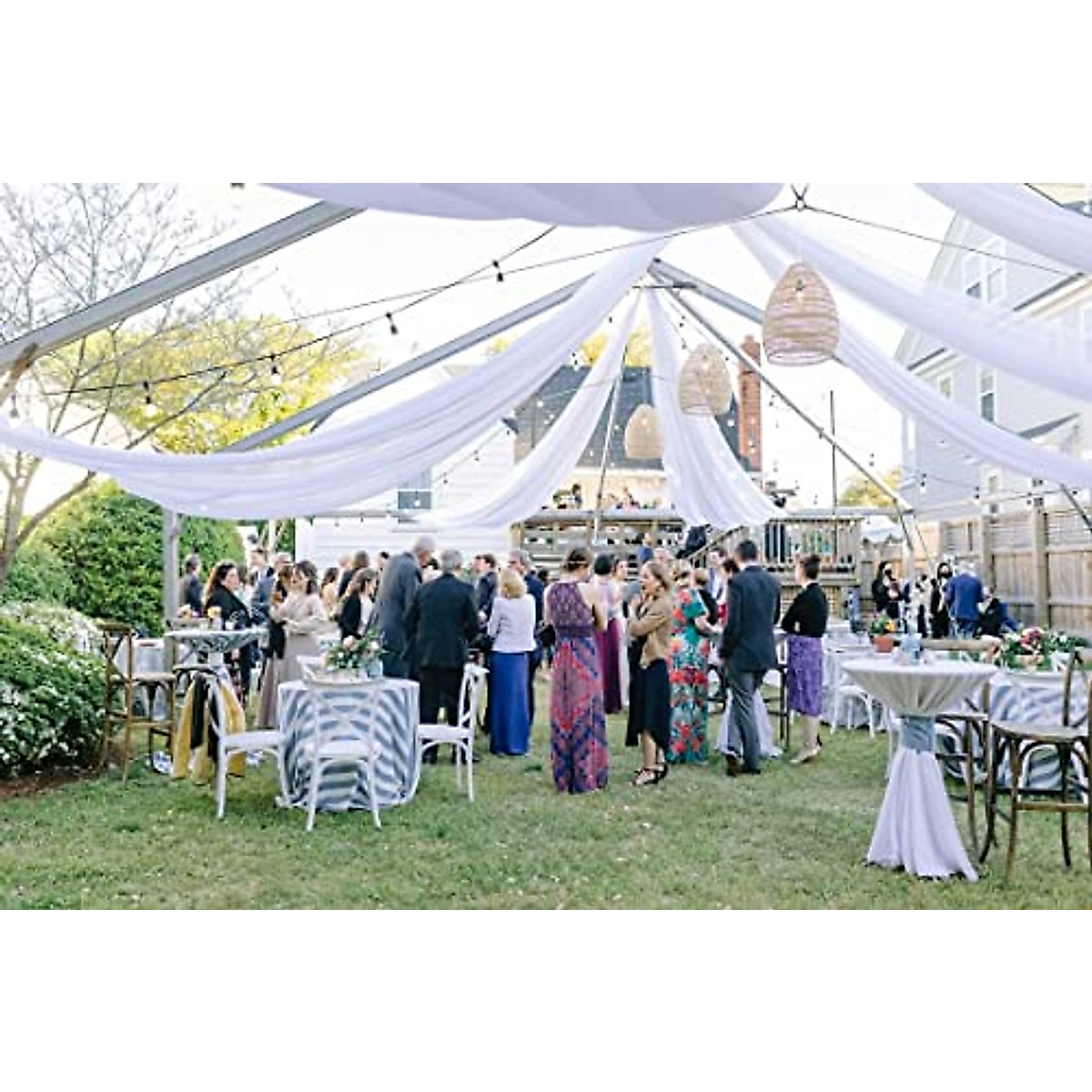 White Ceiling Drape for Wedding 5ft x 30ft Chiffon Arch Sheer Backdrop Curtain for Ceremony Reception Swag Parties Decorations