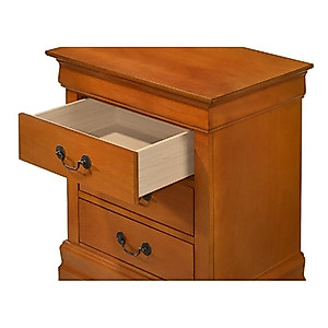 Glory Furniture Louis Phillipe 3 Drawer Nightstand in Oak