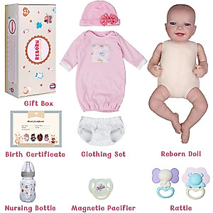 BABESIDE Lifelike Reborn Baby Dolls Leen- 20-Inch Sweet Smile Realistic-Newborn Baby Dolls Handmade Baby Feeling Real Life Baby Dolls Girl with Feeding Kit Gift Box for Kids Age 3+