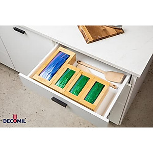 DECOMIL – Ziplock Bag Storage Organizer | Plastic Bag Organizer |Baggie Organizer Dispenser for Drawer | Food Storage Bag Organizer