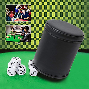 TUZAMA Felt Lined Professional Dice Cup - with 6 Dice Quiet for Yahtzee Game