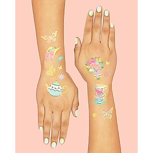 xo, Fetti Tea Party Temporary Tattoos - 48 Glitter Styles | Partea Birthday Party Supplies, Tea Kettle, Cupcakes, Butterfly Arts and Crafts, Easter, Mother's Day