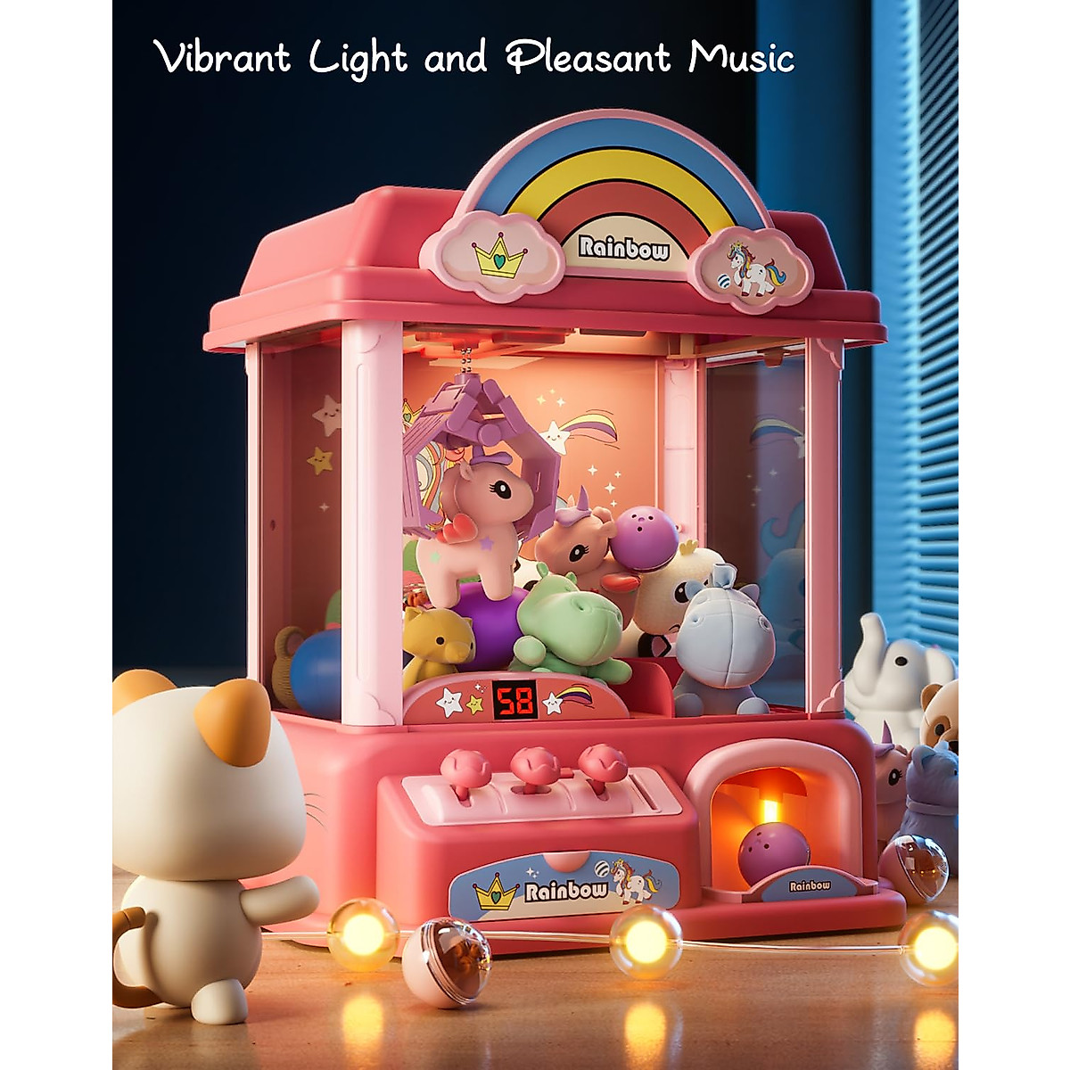 Kakamelon Claw Machine for Kids and Adults with Mini Prizes|Toys for Ages 8-13 Girls|Candy Machine Birthday Gifts for 6 7 9 10 12 Years Old