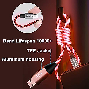 Oliomp USB C Cable, Type C Charging Cable Fast Charge, Lighted Up LED Cable, USB Type C Cable Compatible with Samsung Galaxy S21 Ultra S21 S20 S10 S9 S8 Plus Note 20 10 9 Pixel (6ft, Red)