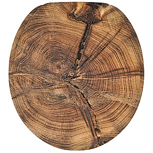 Sanilo ROUND, Silent Slow Close, Molded Wood, Adjustable Toilet Seat, Old Tree