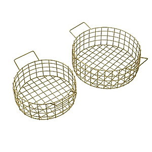 Gourmet Basics by Mikasa Kendall Set of 2 Storage Baskets, 12.5-Inch and 14.5-Inch, Gold