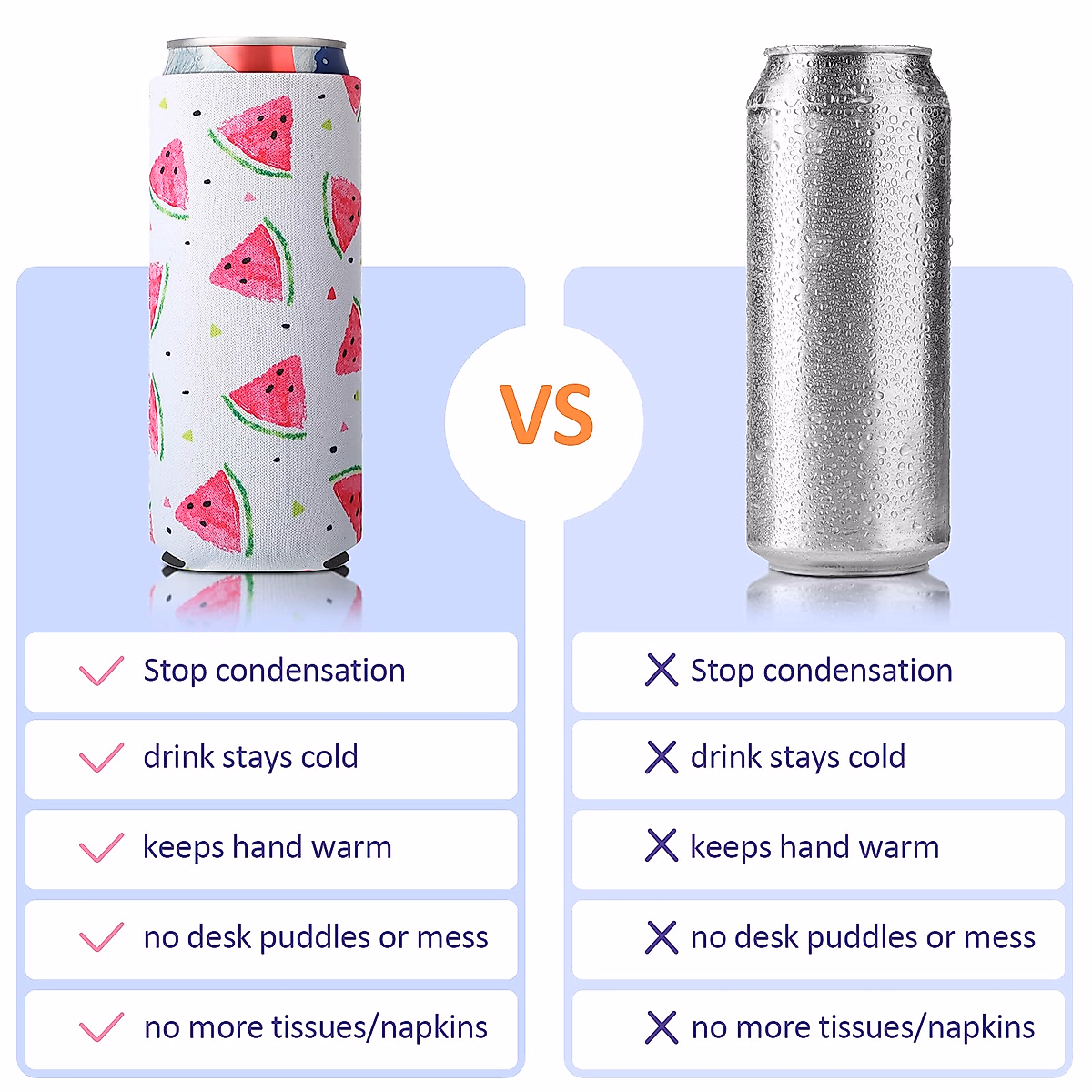 Slim Can Sleeves, Reusable Neoprene Bottle Insulator Sleeve, 12 oz Beverage Can Coolers for Energy Drink and Beer Cans, 6 Pieces (Hawaii Style)
