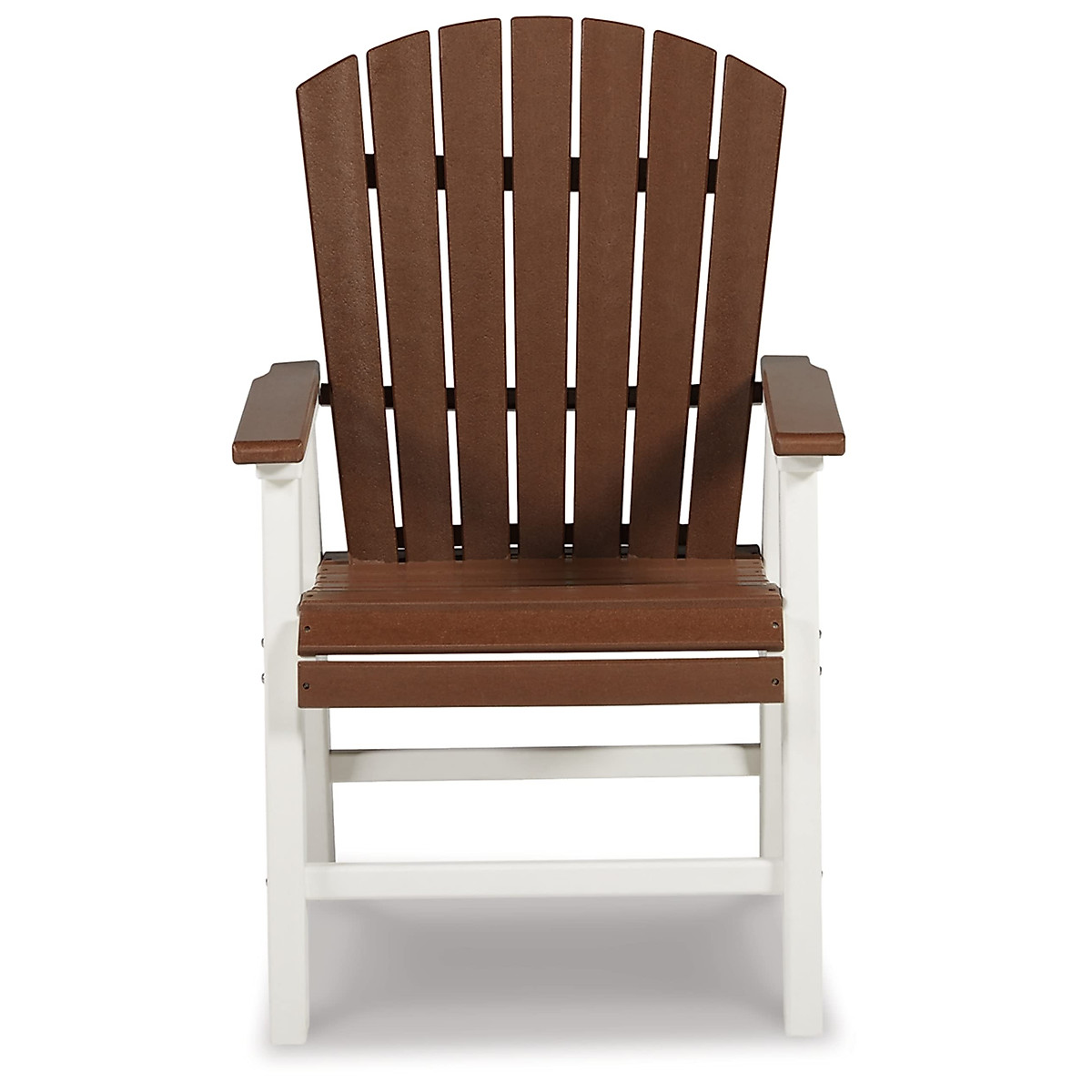 Signature Design by Ashley Genesis Bay Outdoor Dining HDPE Arm Chair, 2 Count, Brown & White