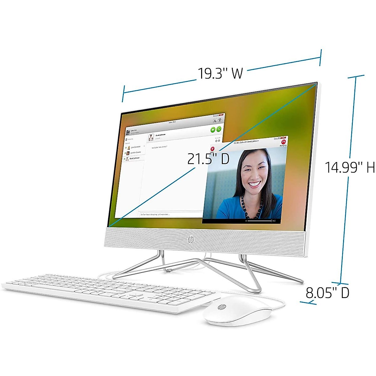 HP 22-inch FHD All-in-One Desktop Computer 2022, Dual-Core Intel Celeron J4025, 20GB DDR4 RAM, 512GB SSD, WiFi, Bluetooth, RJ45 LAN, Windows 11 Pro, Snow White, COU 32GB USB