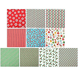 ARTIBETTER 20 Sheets Christmas Fabric Bundle Squares Snowman Santa Claus Cotton Fabrics Christmas Patchwork Squares for Sewing Cloths Quilting Scrapbooking DIY Crafts