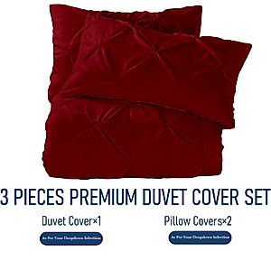 Crown Collection Luxuriate Hotel 1000-TC Hypoallergenic Ultra Soft Design 100% Egyptian Cotton Pinch Plated Duvet Cover with Zipper Colser & 2pcs Pillow Case Set (Super King 98x108, Burgundy)