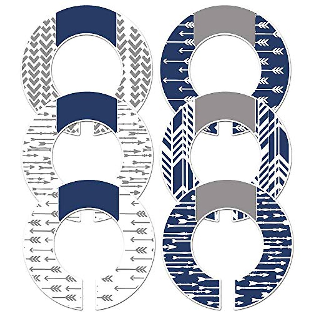 6 Adult or Baby Boy Nursery Clothing Size Closet Dividers Navy Gray Arrows (Fits 1.5" Rod)