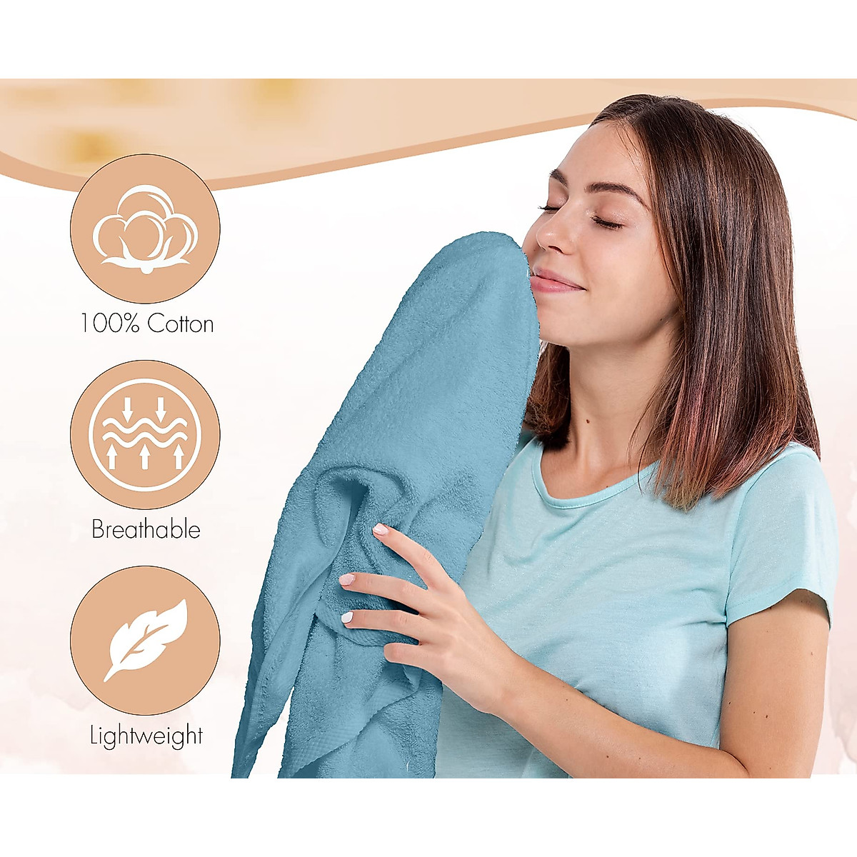 ECO Towels 6-Pack Bath Towels - Extra-Absorbent - 100% Cotton - 27" x 54" - Towels for Bathroom - Extra Large Bath Towel Shower Towels