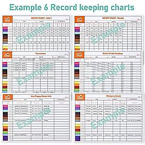 GAMUDA 15 Newborn Puppy Collars – 6 Record Keeping Charts – Super Soft Nylon Whelping Puppy Collars - Adjustable Litter Collars for Pups – Assorted Colors & Identification Collars