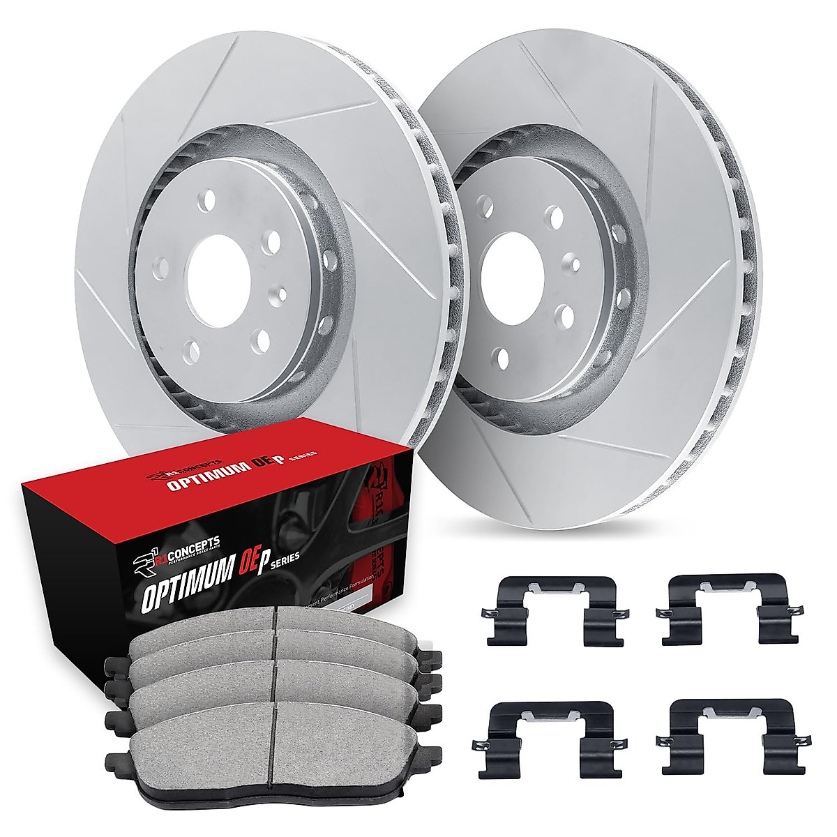 R1 Concepts Rear Brakes and Rotors Kit |Rear Brake Pads| Brake Rotors and Pads| Optimum OEp Brake Pads and Rotors| Hardware Kit WLUH1-67196
