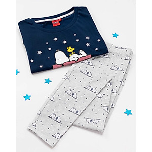 Snoopy Pajamas Ladies Womens Top Long Or Short Bottoms Options Navy Pjs Medium