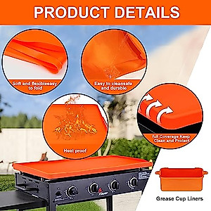 USRCAKW 36 Inch Upgrade Full-Wrap Edge Griddle Mat Cover for Blackstone, Silicone Grill Mat Griddle Protector Blackstone Accessories Reusable and Durable, Protect from Dust, Rust, Insects and Leaves