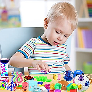PP PHIMOTA Sensory Toys Set 56 Pack, Stress Relief Fidget Hand Toys for Adults and Kids, Sensory Fidget and Squeeze Widget for Relaxing Therapy - Perfect for ADHD Add Anxiety Autism