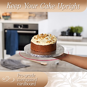 Cakebon: Thick, Round Cake Boards, 14-Inch Round Silver - Sturdy, Smooth-Edged Cardboard Cake Drums – Heavy-Duty, Bend-Resistant 14-Inch Cake Boards Round for Cake Base Displays (1-Pack)