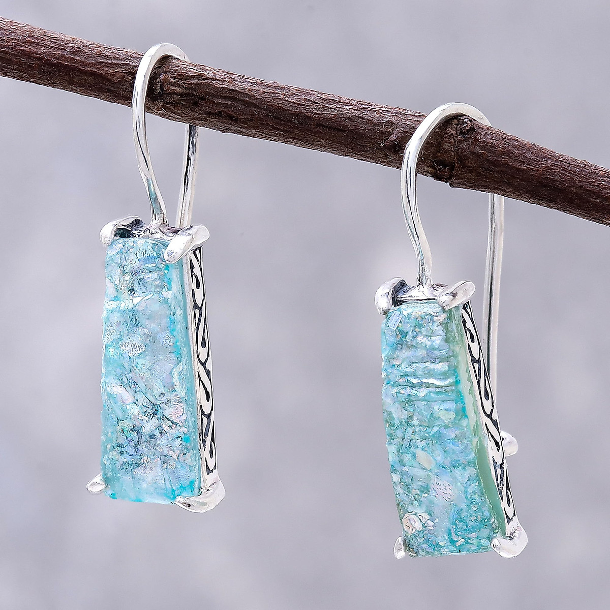 NOVICA Artisan Handmade Roman Glass Drop Earrings | Sterling Silver Glass Earrings | Solitaire Drop Earrings For Women | Authentic Murano Glass Drop Earrings | Thailand Earrings For Women