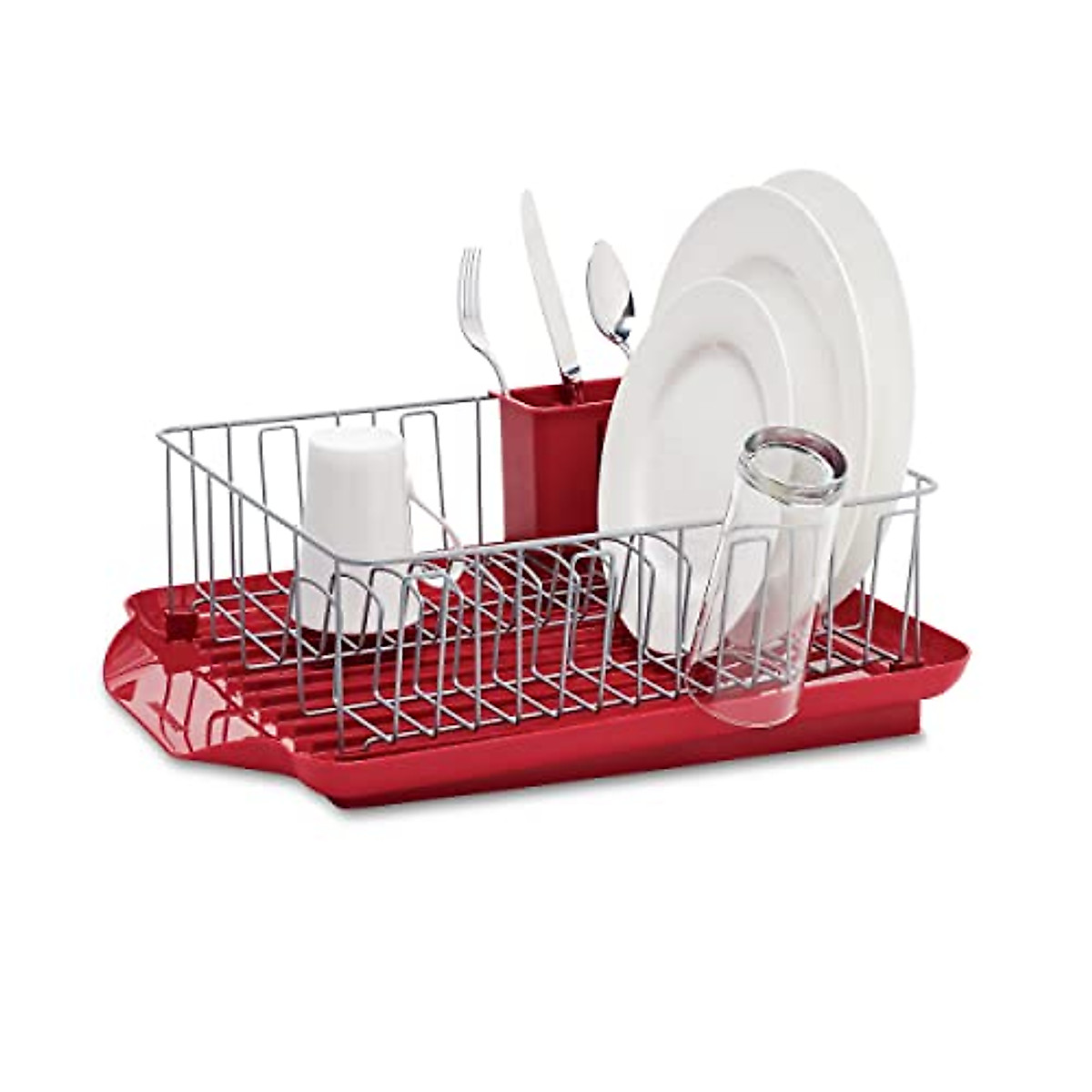 Farberware 3-Piece Dish Rack Set, Red