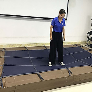 ZAQYCM Winter Swimming Pools Leaf Cover Inground Pool Safety Tarpaulin, Fits 8x24 10x32 12x24 16x32 18x33 20x32 - Blue with Optional Center End Step and Installation Kit (Size : 5x6m/16x19.6ft)