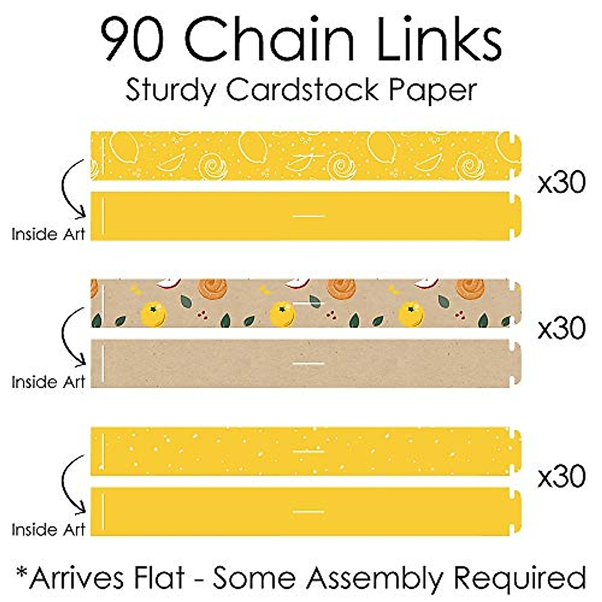 Big Dot of Happiness Sukkot - 90 Chain Links and 30 Paper Tassels Decoration Kit - Sukkah Jewish Holiday Paper Chains Garland - 21 feet