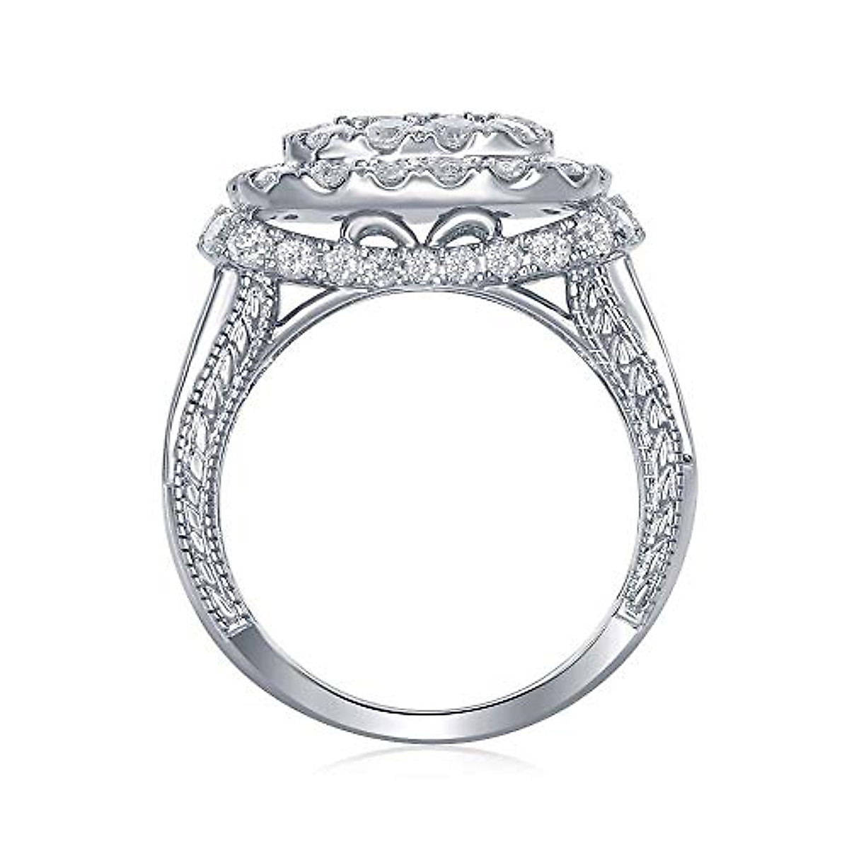 14kt White Gold Princess Diamond Cluster Bridal Wedding Engagement Ring 3-1/2 Cttw