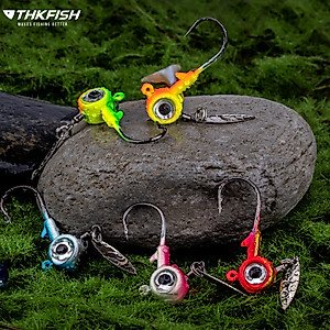 THKFISH Jig Heads Crappie Jigs Fishing Hooks Jig Heads for Fishing Crappie Lures Fishing Jigs for Freshwater 20pcs, 1/14oz