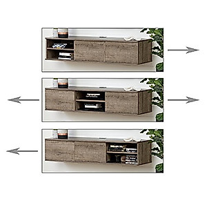 South Shore Agora Wall Mounted Media Console, Weathered Oak