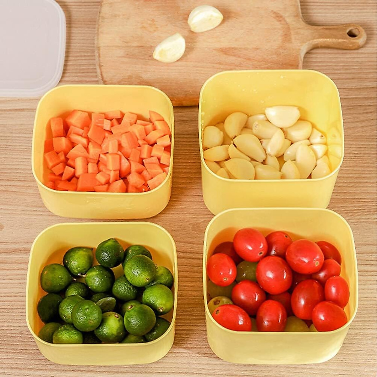 4 Pack Airtight Plastic Food Storage Containers with Lids - BPA-Free & Leak Proof - Cheese Storage Containers, Meal Prep Containers -4.7X4.3X3.5 Inch