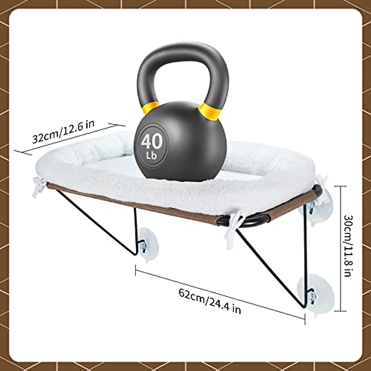 LSAIFATER Cat Window Perch with Supported Under Metal, Cat Hammock with Spacious and Comfortable Pet Bed for Kittens & Large Cats, Cat Gifts for Your Beloved Cat