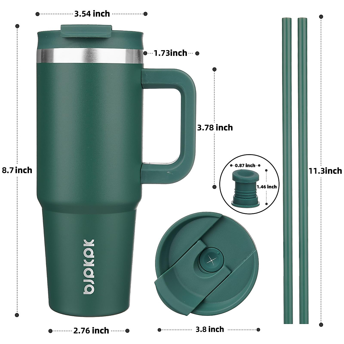 BJPKPK Insulated Tumblers With Handle And Straw 30 oz Stainless Steel Tumbler Cups With Lid,Army Green