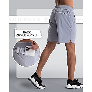 CANGHPGIN 2 Pack Mens Workout Athletic Shorts 7 inch Inseam Quick Dry Hiking Shorts Men Lightweight Sports Gym Shorts Running