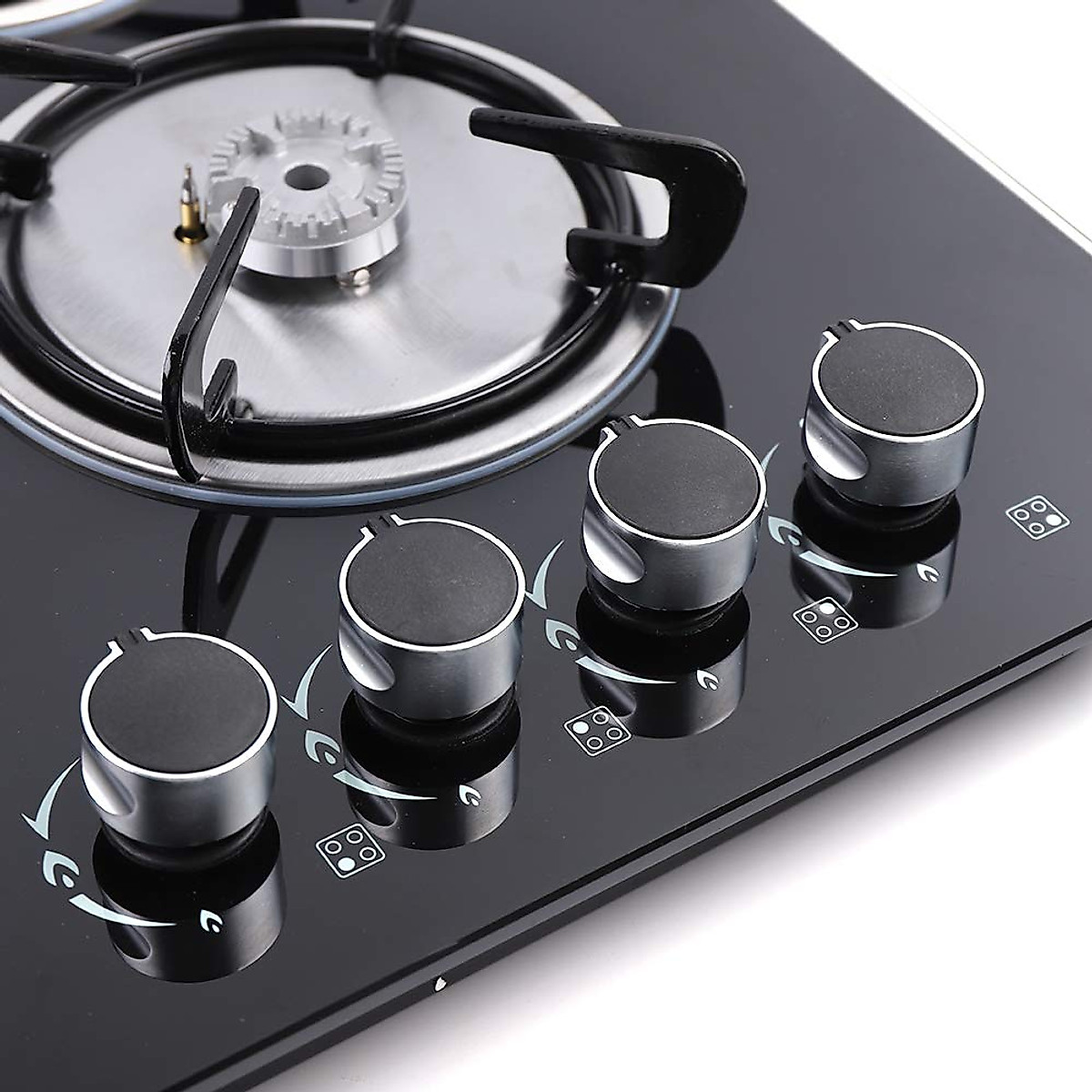 23.23"Tempered Glass Gas Cooktop,Electric 4 Burners Gas Stoves Top, Drop-in Gas Hob Dual Fuel LPG/NG Gas Cooker Stovetop Built-in Gas Stove 4 Burners for Home Kitchen/Commercial Restaurant Black,3300W