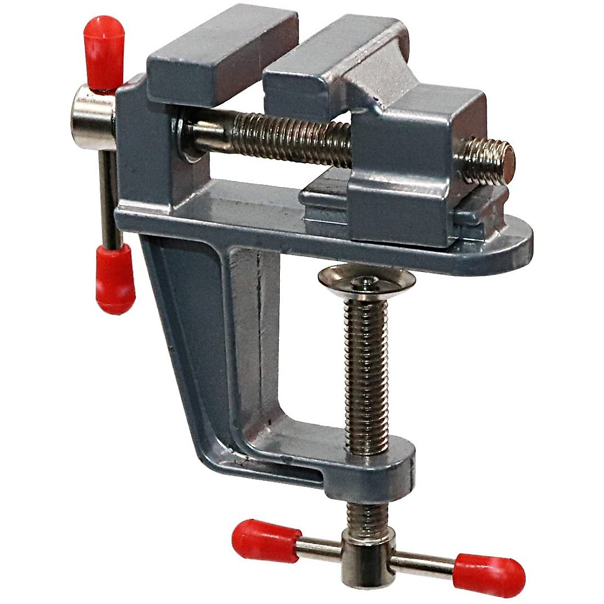 SHANGNIULU Mini Bench Vise - Compact Aluminum Alloy Table Clamp Vice - 360 Rotation - Silver