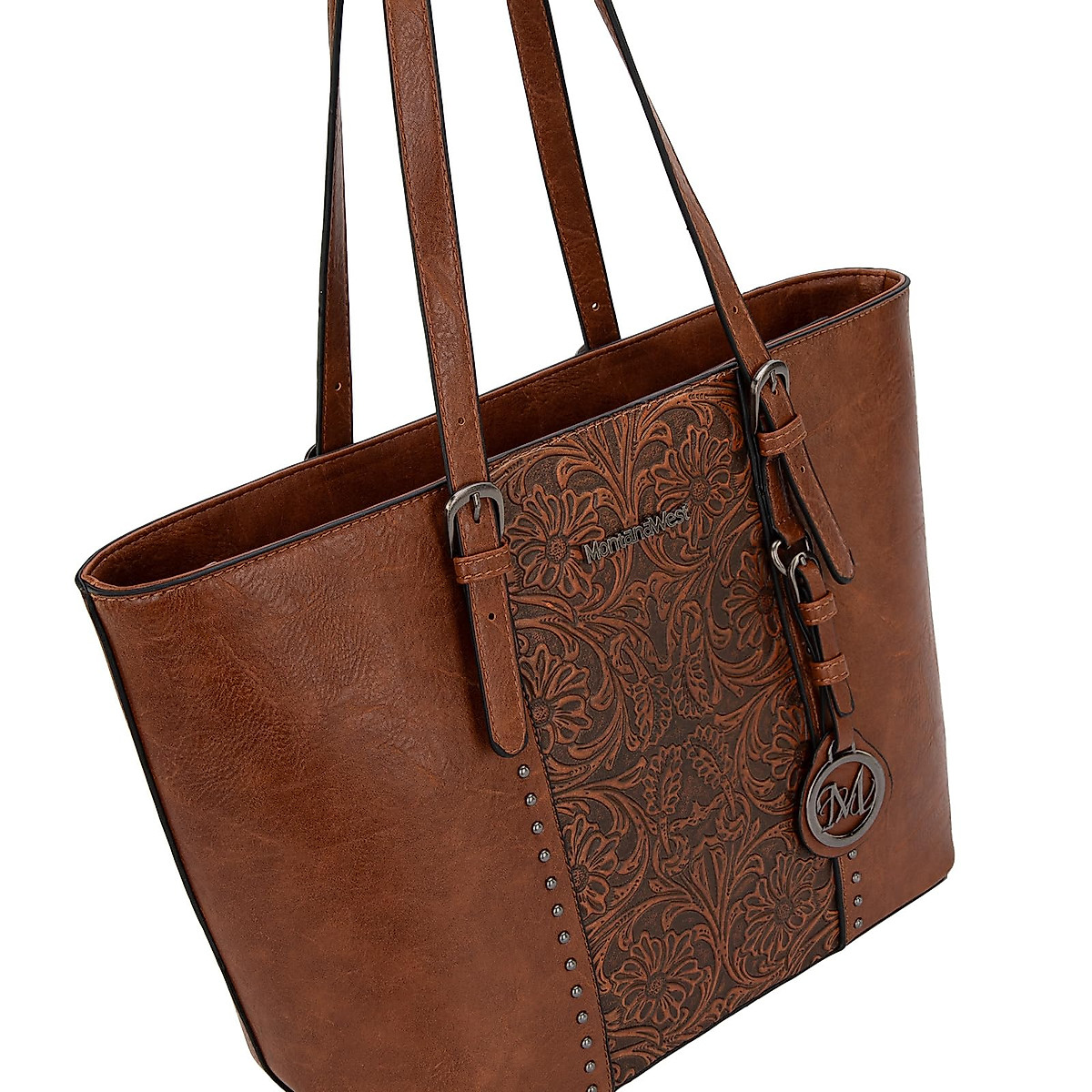 Montana West Tote Bag for Women Vegan Leather Purse and Handbags Set Embossed Collection Purse 2Pcs Set Brown MWC2-G052A-BR
