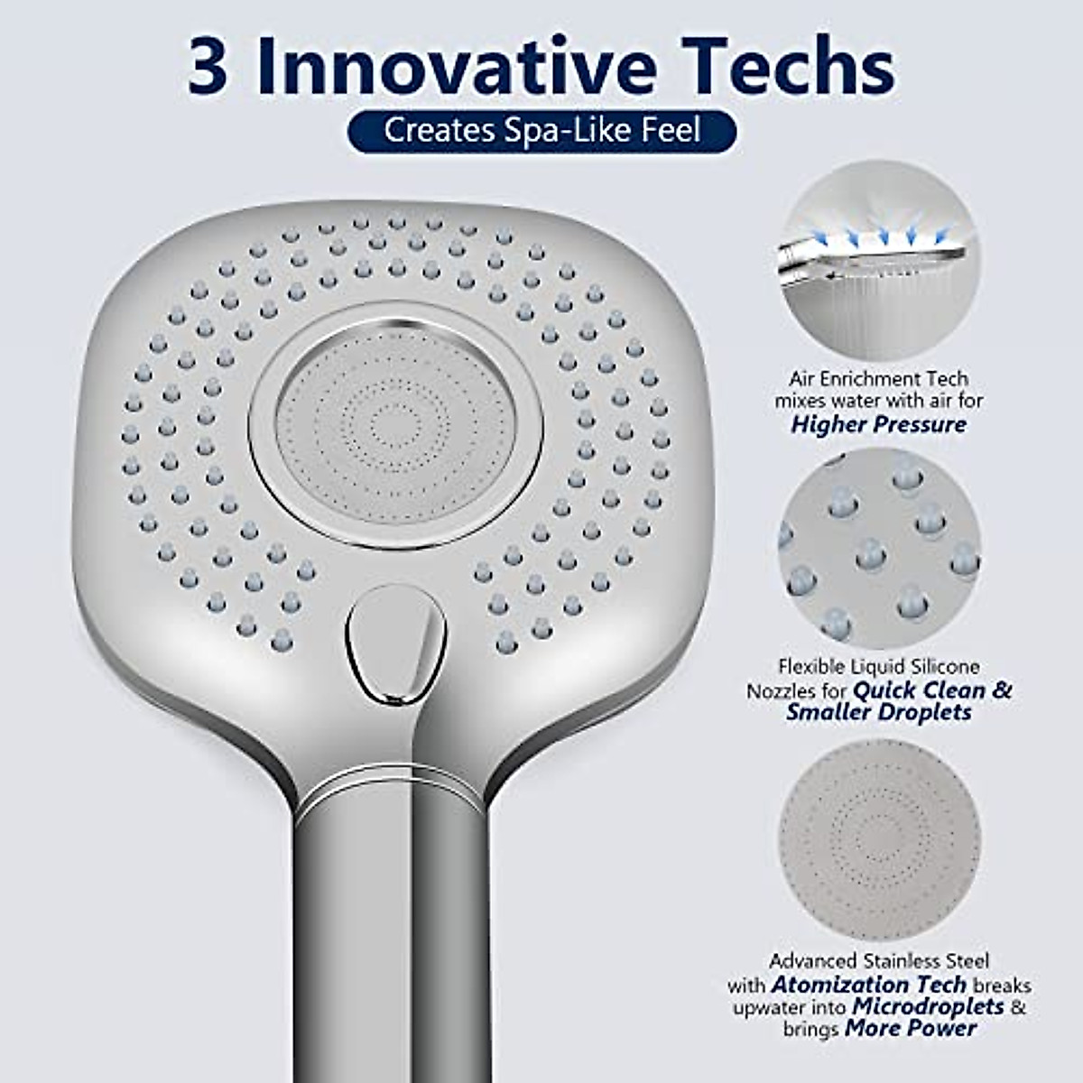 Filtered Shower Head with Handheld, High Pressure Shower Head with Filter For Hard Water, Upgraded KDF Filter Water Softener Showerhead with Hose & Adjustable Bracket, Detachable Shower Head - KOSNEW