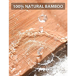 Bamboo Cheese Board, 5 Piece Large Charcuterie Boards and Knife Set - House Warming Gifts New Home, Wedding Gifts for Couple, Party Serving Platter, Anniversary Birthday Christmas Present for Women