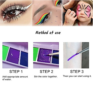 Yeweian 8 Colors Water Activated Eyeliner Palette Liquid Eyeliner Colorful Set Hydra Graphic Eyeliner Makeup Neon Face Paint Glow UV Black White Red Face Body Paint,Clown Makeup Kit (01)