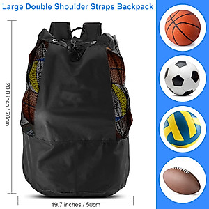 Brynnl Extra Ball Bag ,Large mesh equipment bag black , Soccer Ball Bag with Adjustable Shoulder Strap ,600D Oxford Cloth mesh sports bag for Holding Soccer/Football/Volleyball(Holds 15 Balls)