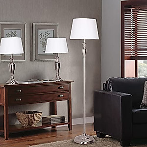Catalina 21415-000 Transitional 3-Piece Metal Floor & Table Lamp Set with Linen Shades, 59" and 24", Brushed Nickel