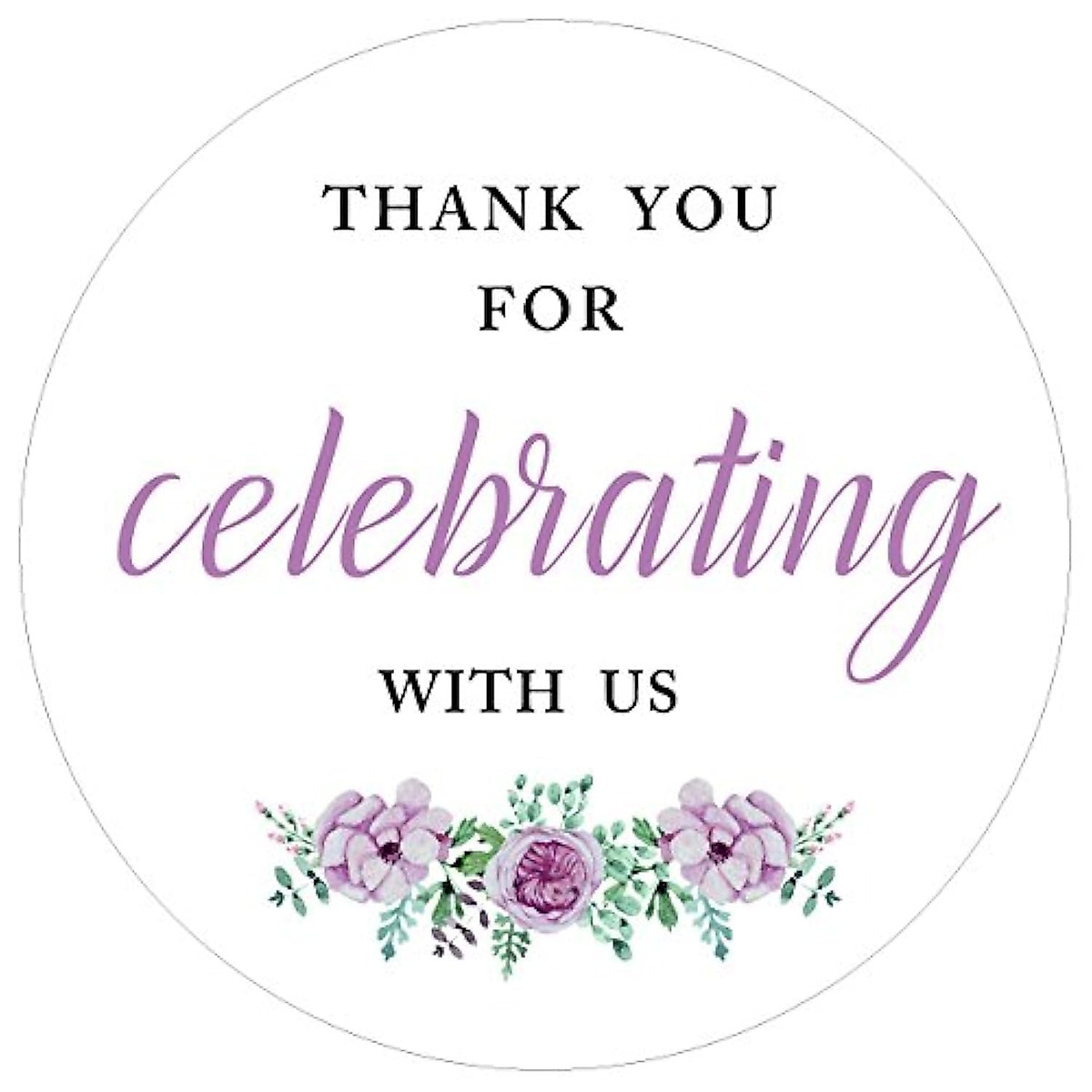 40-pack 2" white floral thank you for celebrating with us label stickers, thank you sticker labels