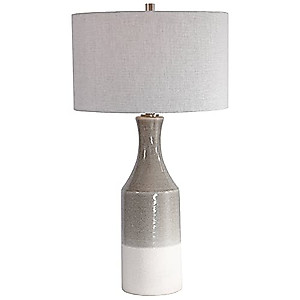 Uttermost Savin Gray and Ivory Ceramic Lamp