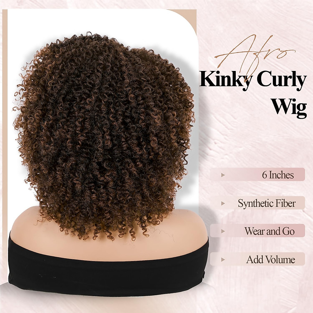 Hanne Fashion Short Kinky Curly Wigs Ombre Brown Side Part Wig Afro Curly Wig Twist Out Wigs Heat Resistant Fiber Synthetic Full Wigs for Black Women (1B 30#)