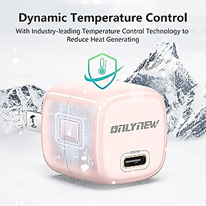 USB C Wall Charger - 20w USB-C Power Adapter Type C Charging Block Fast Charging Brick Wall Plug Compatible for iPhone 13/13 Mini/13 Pro/13 Pro Max/12/11, Galaxy, Pixel, iPad, and More (Pink)