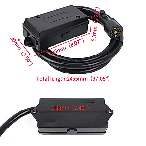 Emptty Inline Trailer Plug, Heavy Duty 7 Way Plug Inline Trailer Cord with 7 Gang Junction Box - 8 Feet Ideal for RVs, Trailers, Campers, Caravans, Trucks, Food Trucks and Other Towing Vehicles