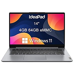 Lenovo Ideapad 1i 14" HD (Intel Dual-Core Celeron N4020, 4GB DDR4 RAM, 64GB Storage, UHD Graphics, Anti-Glare, Webcam) Home & Education Laptop, Bluetooth, Wi-Fi 6, Type-C, Win 11 Home in S Mode